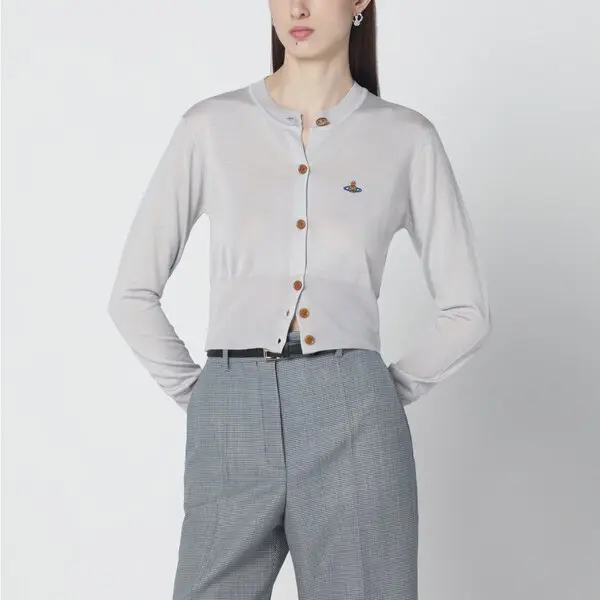 VIVIENNE WESTWOOD Cropped Wool And Silk Cardigan - Gray