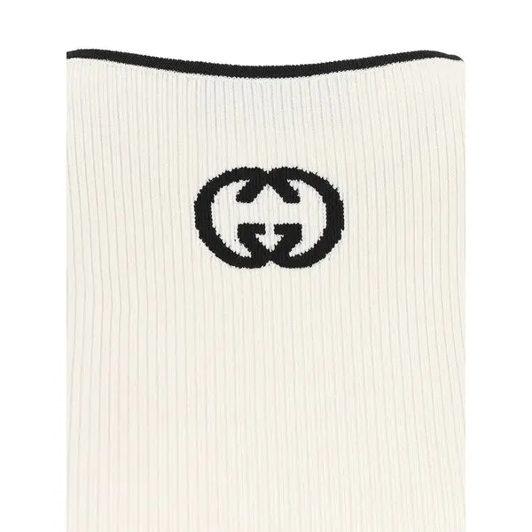 Gucci Ribbed Knit Sleeveless Top With Black Trim