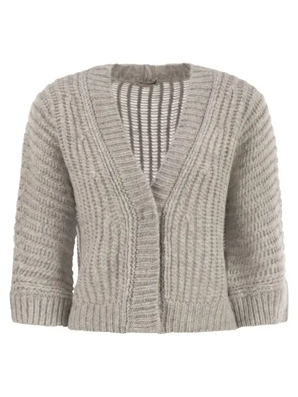 Peserico Wool And Alpaca Mesh Cardigan - Cream