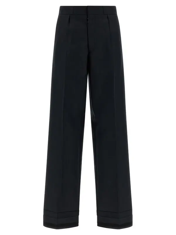 MAISON MARGIELA Herringbone Wool Blend Trousers - Black