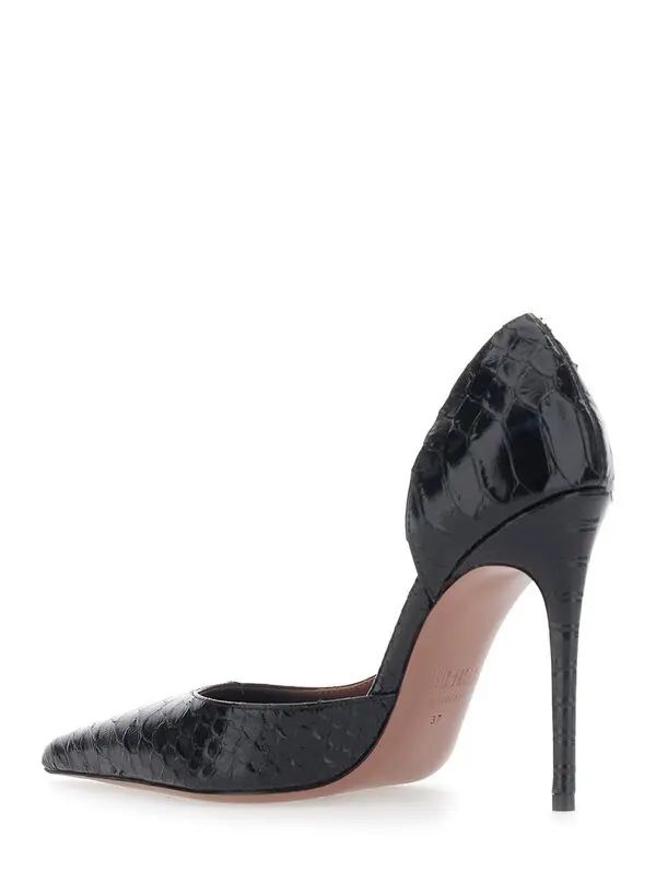 Paris Texas Vera Stiletto Heels With Snakeskin Effect In Black Leather - Multicolor