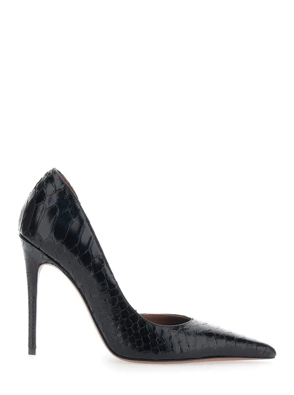 Paris Texas Vera Stiletto Heels With Snakeskin Effect In Black Leather - Multicolor