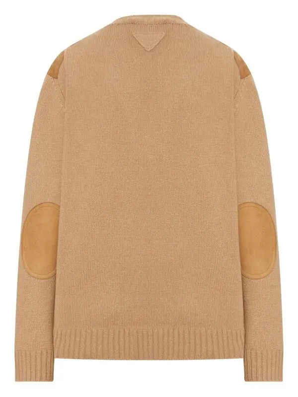 Prada Suede-panel V-neck Wool Sweater - Multicolor
