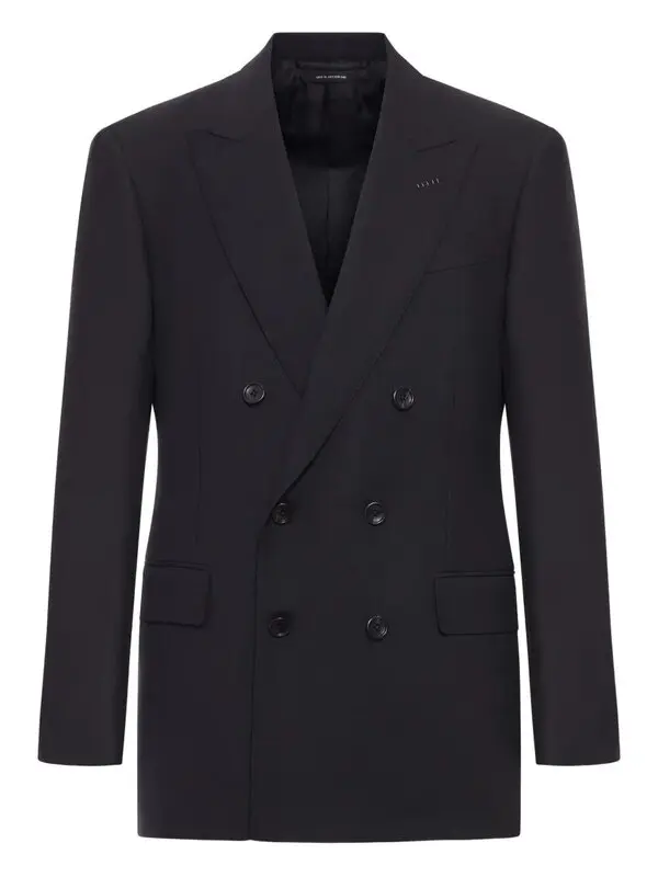 TOM FORD High Twist Double Breasted Wool Jacket - Black