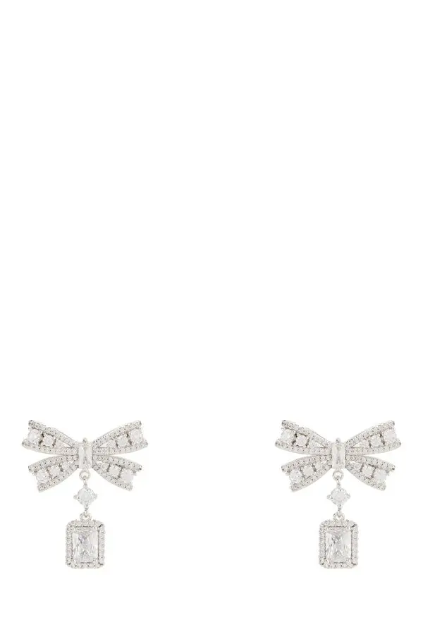 SELF-PORTRAIT Crystal Bow Drop Earrings - Multicolor