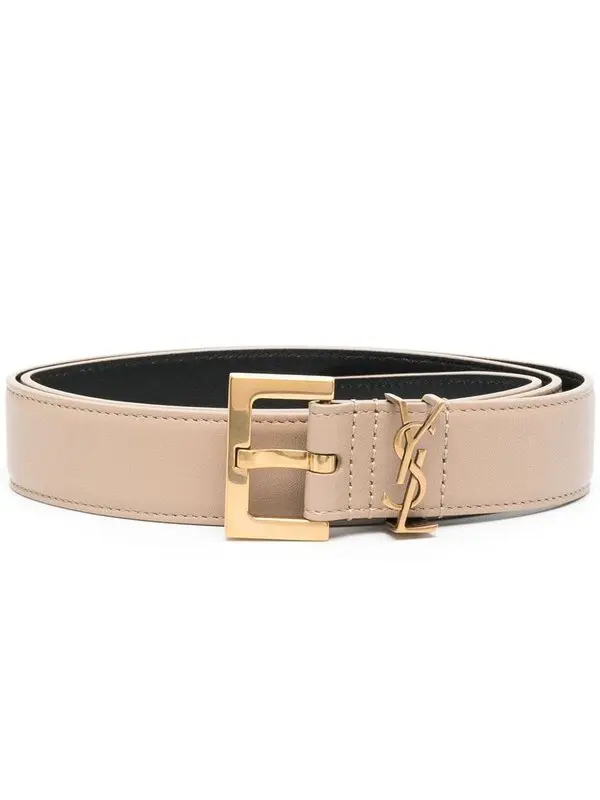 Saint Laurent Cassandre Belt With Square Buckle In Smooth Leather - Multicolor