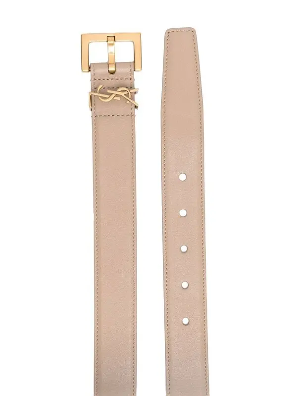 Saint Laurent Cassandre Belt With Square Buckle In Smooth Leather - Multicolor