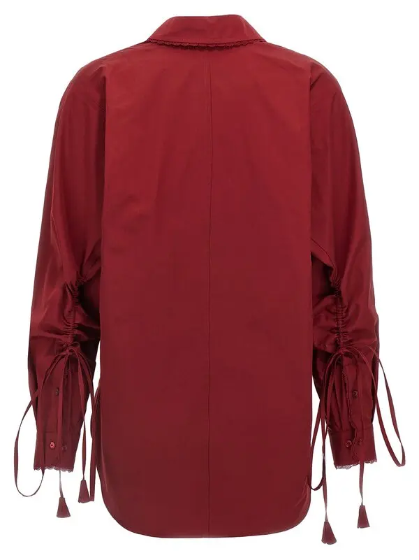 Gucci Lacing Detail Cotton Poplin Shirt - Red