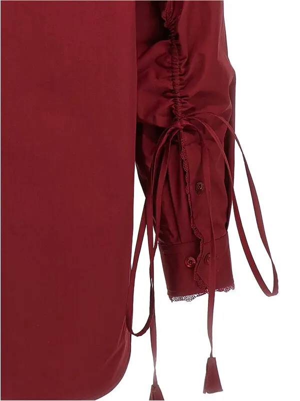 Gucci Lacing Detail Cotton Poplin Shirt - Red