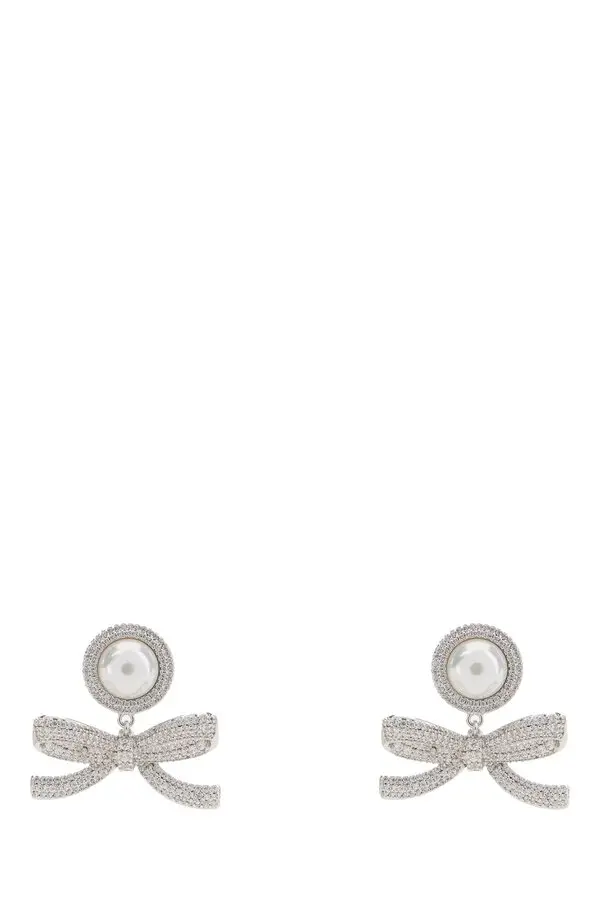 SELF-PORTRAIT Embellished Bow Earrings With Pearl Detail - Multicolor