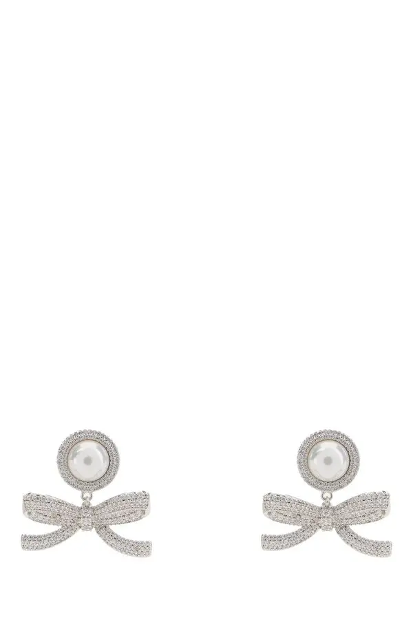 SELF-PORTRAIT Embellished Bow Earrings With Pearl Detail - Multicolor