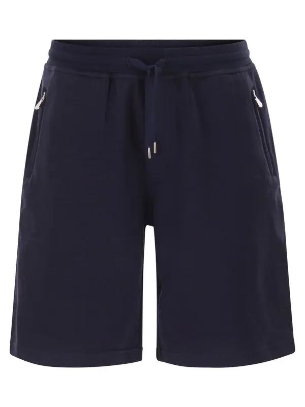 Brunello Cucinelli Techno Cotton Fleece Bermuda Shorts - Blue