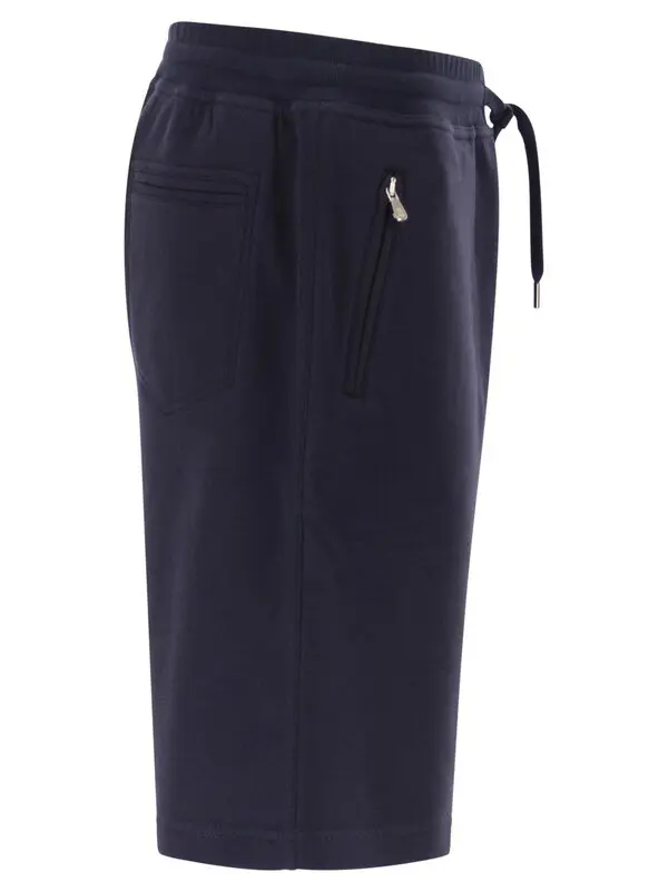 Brunello Cucinelli Techno Cotton Fleece Bermuda Shorts - Blue
