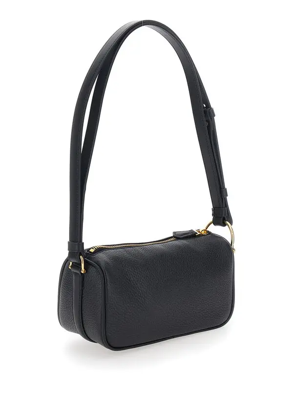 Gucci Black Grained Leather Mini Bag With Half Horsebit Detail - Multicolor