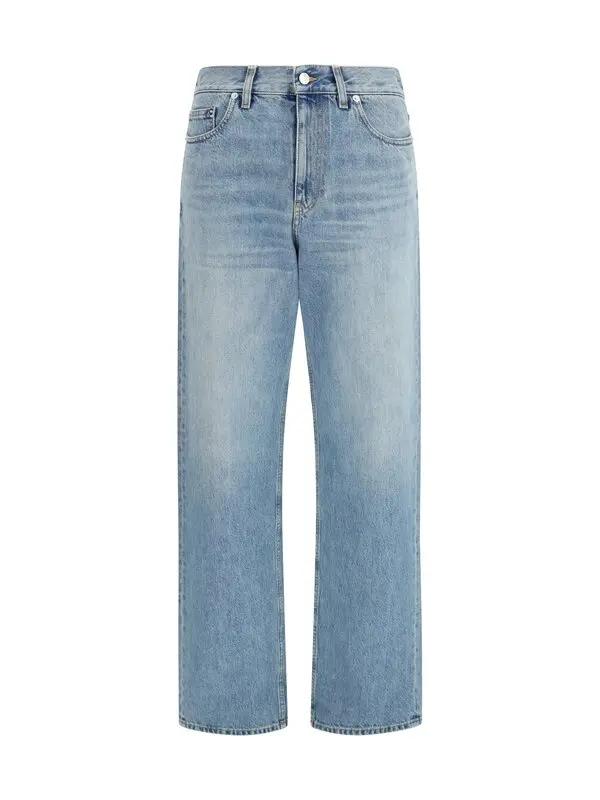 Gucci Cotton Straight Leg Jeans With Stretched Pleat - Blue