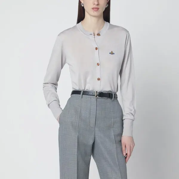 VIVIENNE WESTWOOD Light Grey Wool And Silk Cardigan - Gray