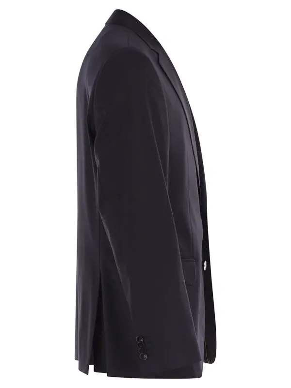 BOSS Slim Fit Blazer In Virgin Wool Serge - Blue