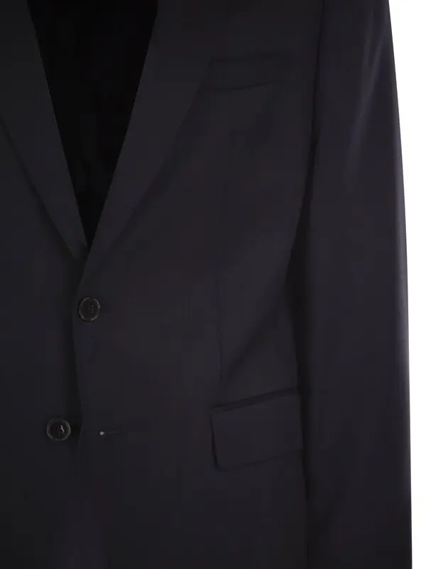 BOSS Slim Fit Blazer In Virgin Wool Serge - Blue