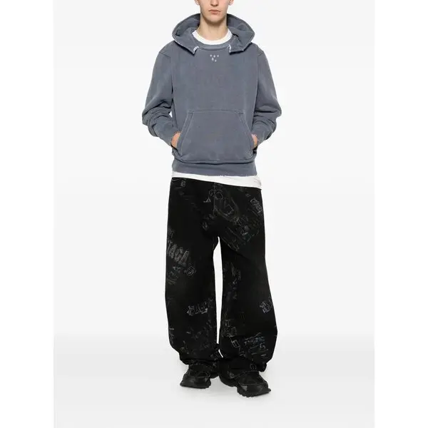 Balenciaga Wide-leg Jeans With Graphic Pattern - Black