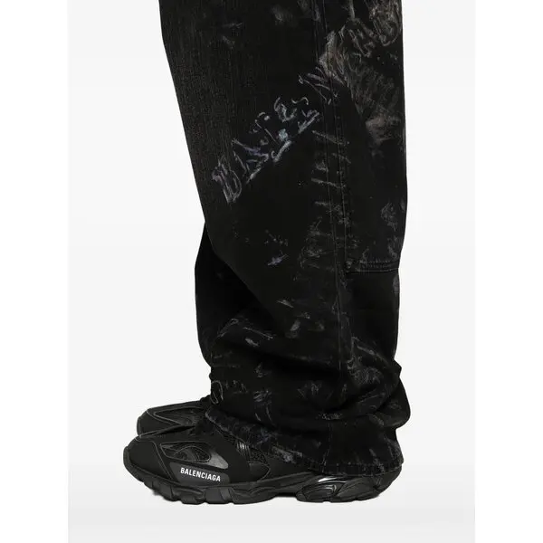 Balenciaga Wide-leg Jeans With Graphic Pattern - Black