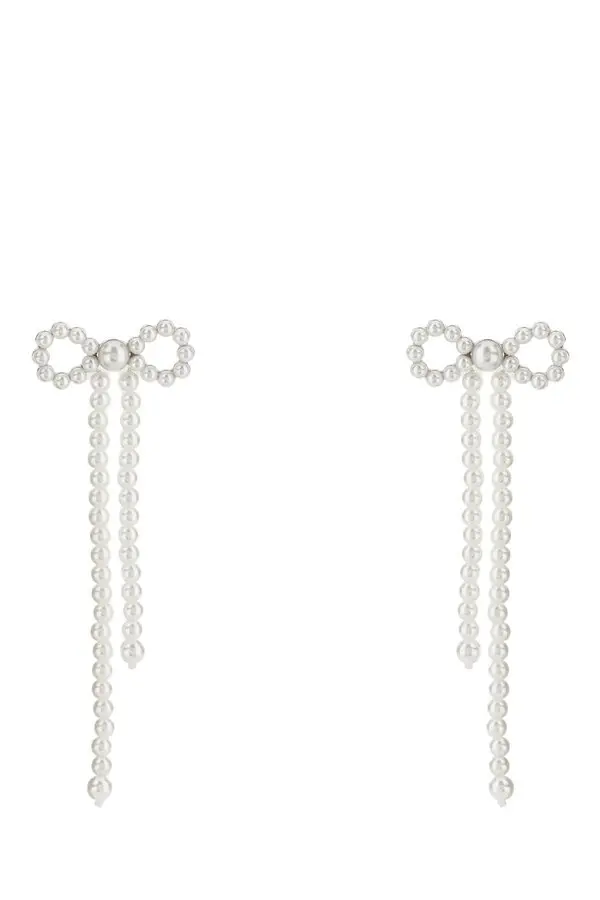 SELF-PORTRAIT Pearl Bow Dangle Earrings - Multicolor