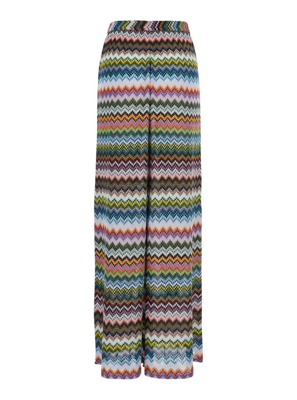 Missoni Trousers With Zigzag Pattern And Pixel Effect In Lamé Viscose - Multicolor