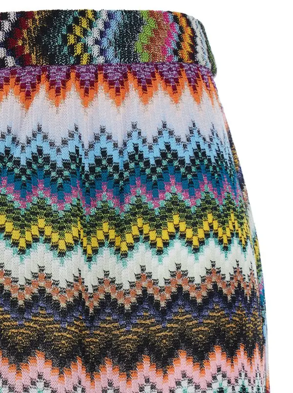 Missoni Trousers With Zigzag Pattern And Pixel Effect In Lamé Viscose - Multicolor