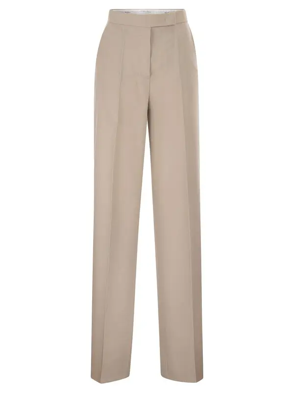 Max Mara Giron" Wool, Mohair, And Silk Wide-leg Trousers - Cream