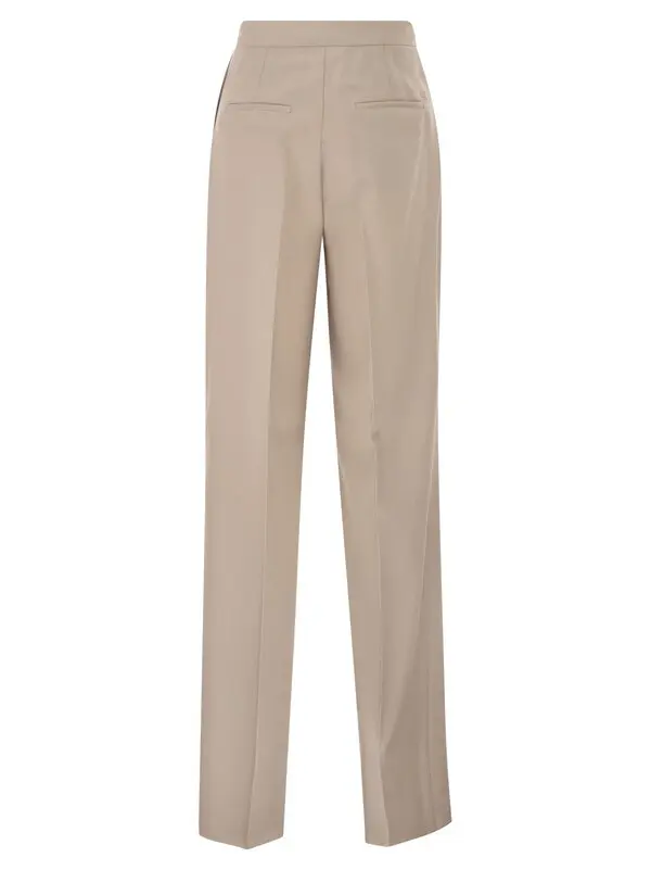 Max Mara Giron" Wool, Mohair, And Silk Wide-leg Trousers - Cream