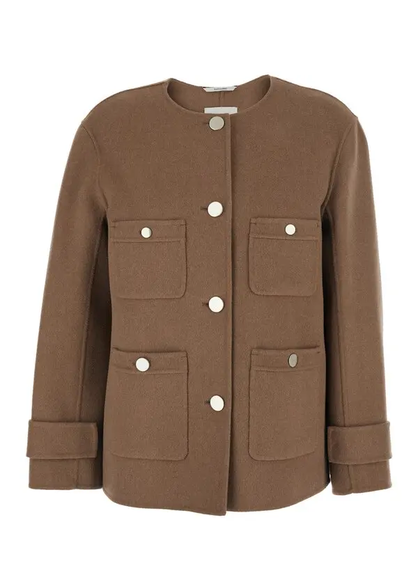 Max Mara Alba' Wool Jacket With Patch Pockets - Multicolor