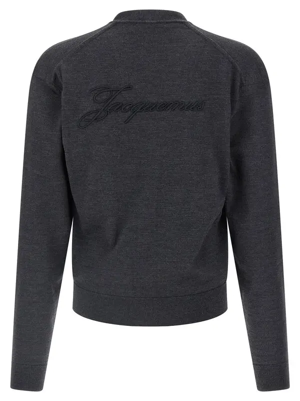 Jacquemus Le Cardigan Brodé Merino Wool Cardigan - Gray
