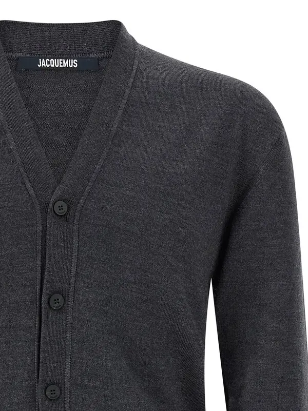Jacquemus Le Cardigan Brodé Merino Wool Cardigan - Gray