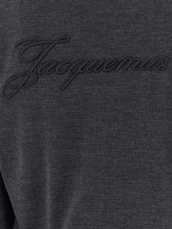 Jacquemus Le Cardigan Brodé Merino Wool Cardigan - Gray