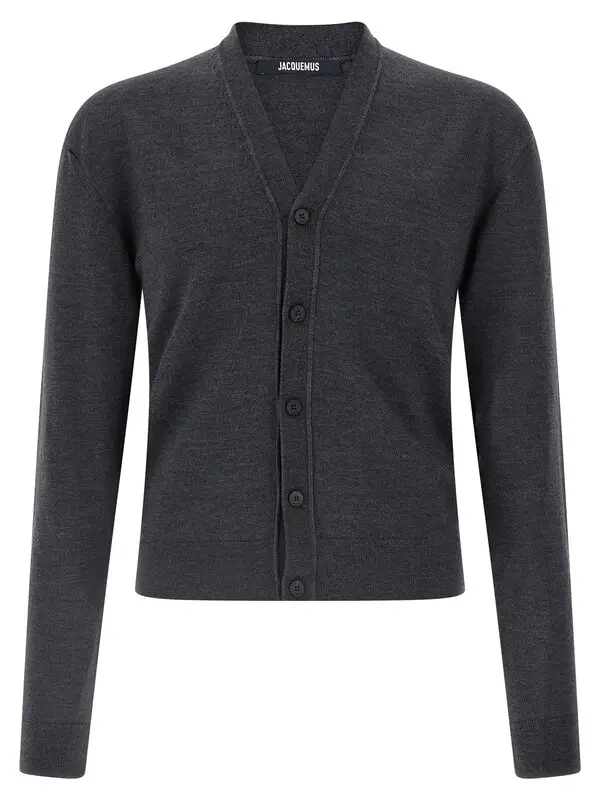 Jacquemus Le Cardigan Brodé Merino Wool Cardigan - Gray