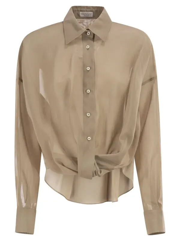 Brunello Cucinelli Shirt With Front Knot Detail - Cream