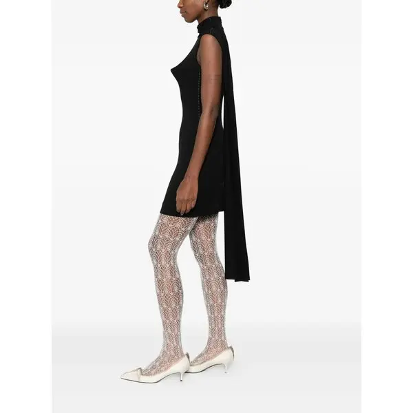 JEAN PAUL GAULTIER High Neck Asymmetric Hem Short Sleeve Dress