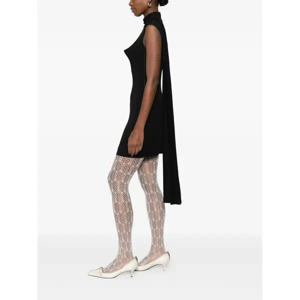 JEAN PAUL GAULTIER High Neck Asymmetric Hem Short Sleeve Dress