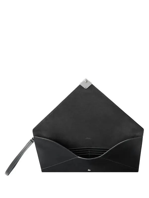 Fendi Large Ff Squared Leather Flat Pouch
