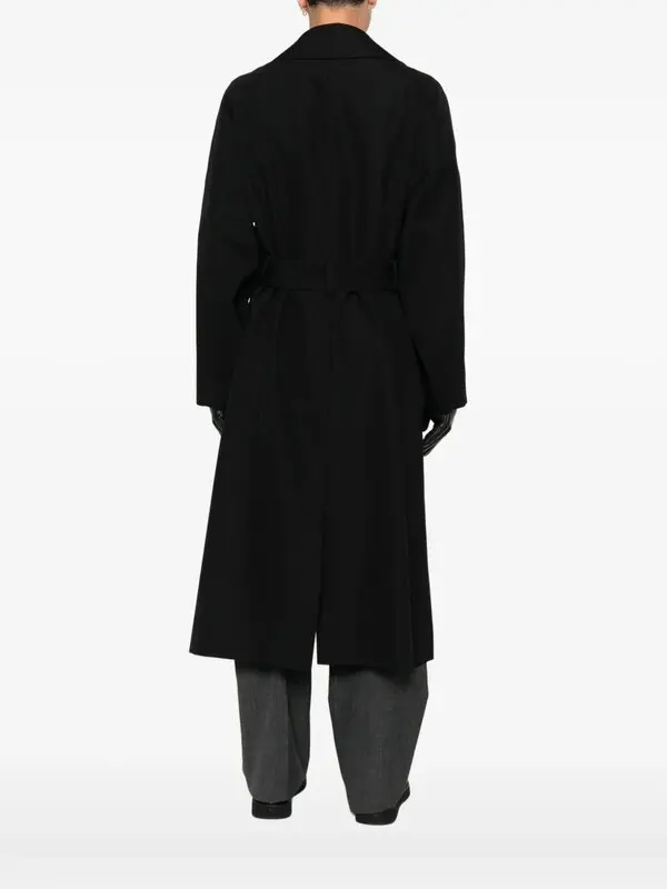 Saint Laurent Double-breasted Long Grain De Poudre Coat