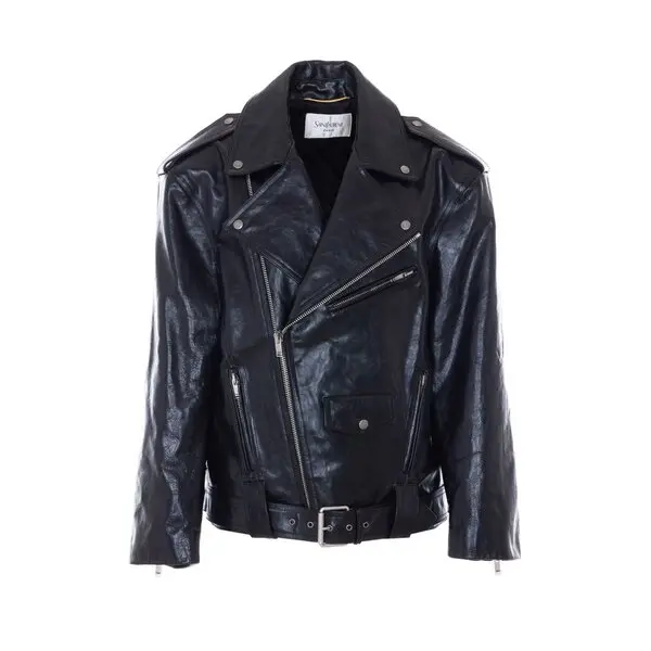 Saint Laurent Calfskin Leather Biker Jacket - Black