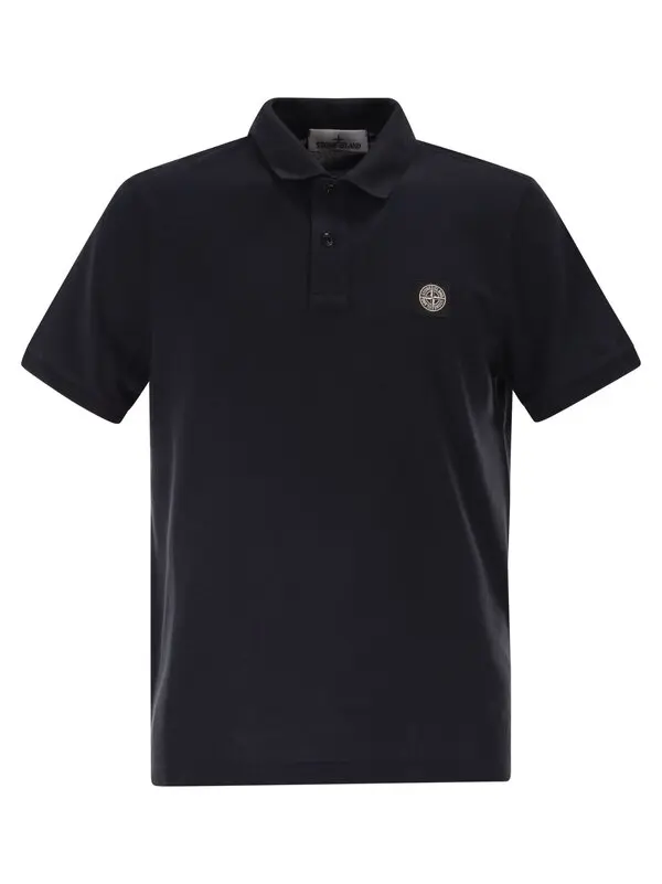 Stone Island Regular Fit Short-sleeved Polo Shirt With Compass Patch - Blue