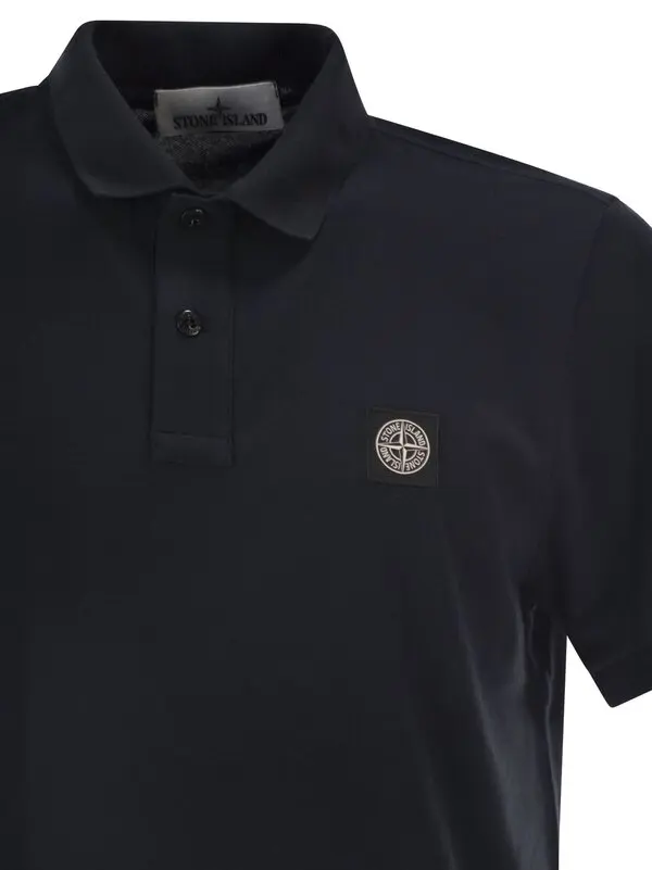 Stone Island Regular Fit Short-sleeved Polo Shirt With Compass Patch - Blue