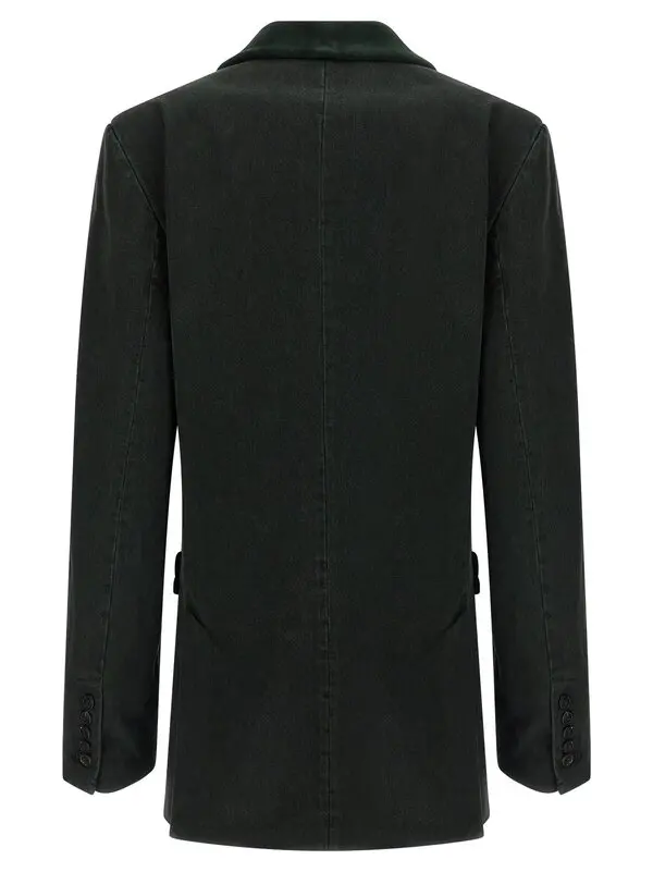 Dries Van Noten Befya Double-breasted Stonewashed Cotton Denim Blazer - Green