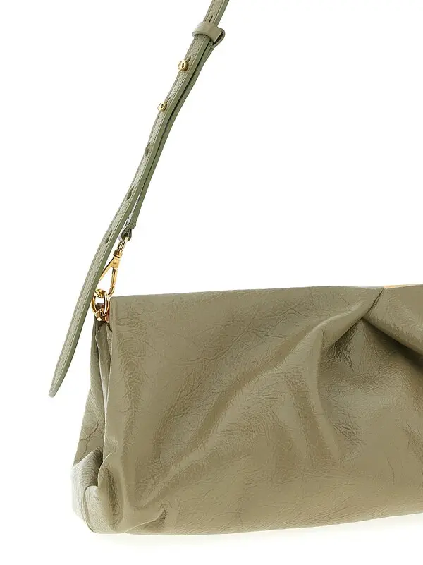 Dries Van Noten Crisp Extra Large Leather Clutch - Green