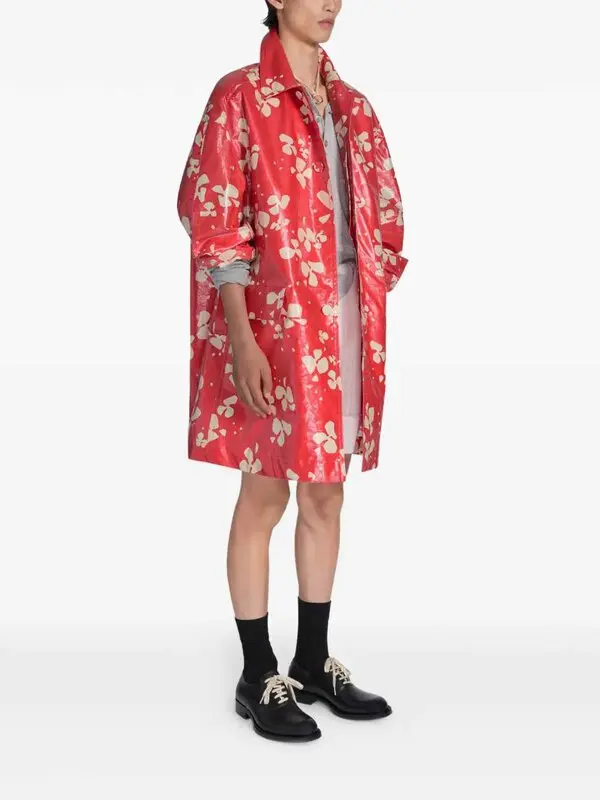 Dries Van Noten Printed Cotton Coat - Red