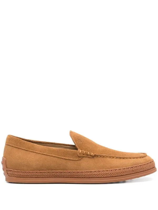 TOD'S Cord Weaving Slip-on Suede Loafers - Brown