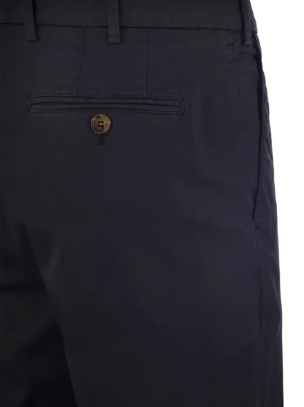 Brunello Cucinelli Italian Fit Cotton Gabardine Trousers - Blue