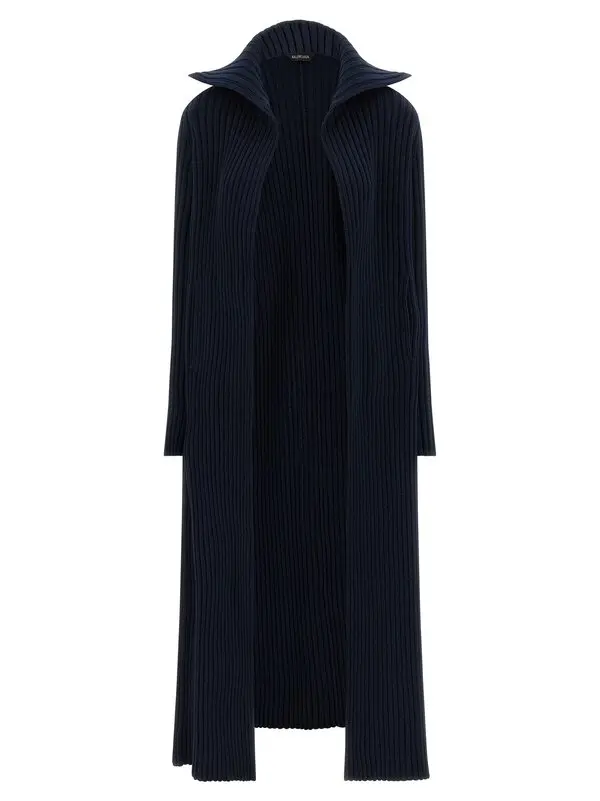 Balenciaga Ribbed Maxi Cardigan - Blue