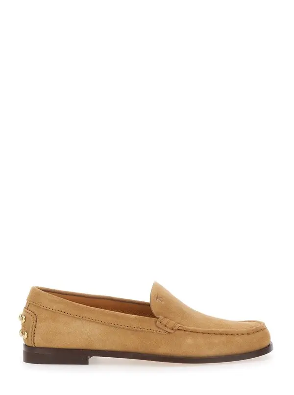 TOD'S Leather Loafers With Embossed Logo And Stud Detail - Multicolor