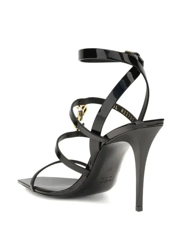 Saint Laurent Cassandra Patent Leather Strappy High Heel Sandals - Black